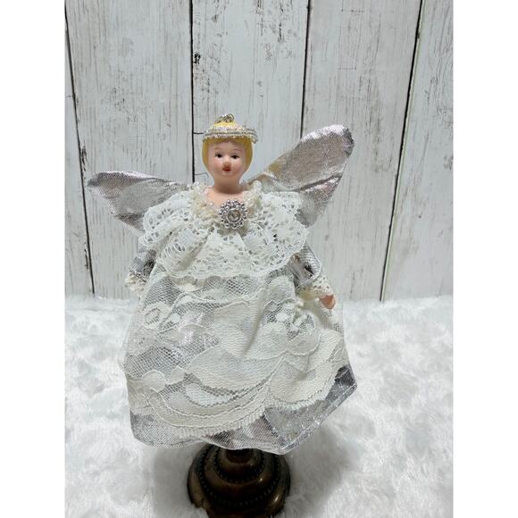 Unbranded | Holiday | Angel Christmas Tree Topper White Lace Silver ...